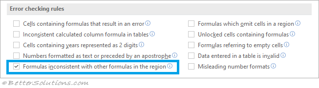 Excel Formulas Inconsistent Formula