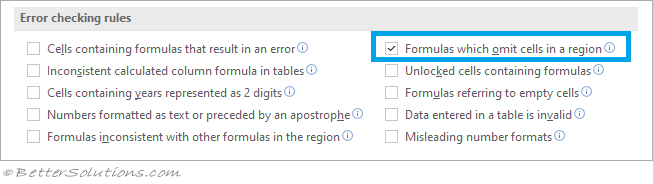 Excel Formulas Omits Adjacent Cells