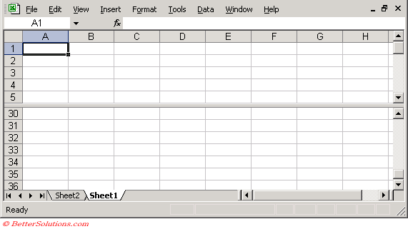 Excel Worksheets Split Screens
